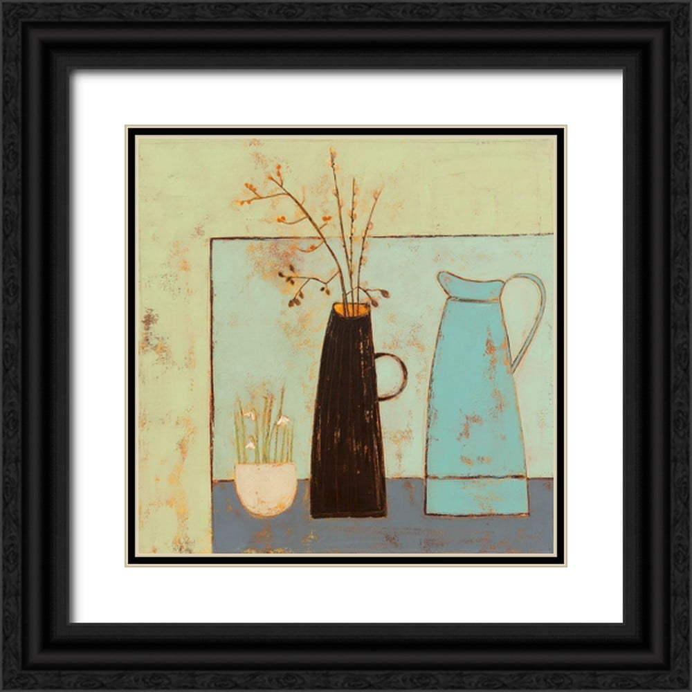 Allen, Anji 26x26 Black Ornate Wood Framed with Double Matting Museum ...