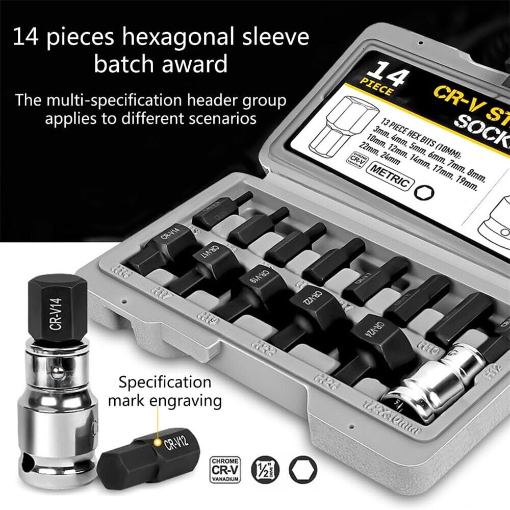 Allen Bit Socket Set 14Pcs Set 3-24mm Allen Hex Wrench Head Tool for ...