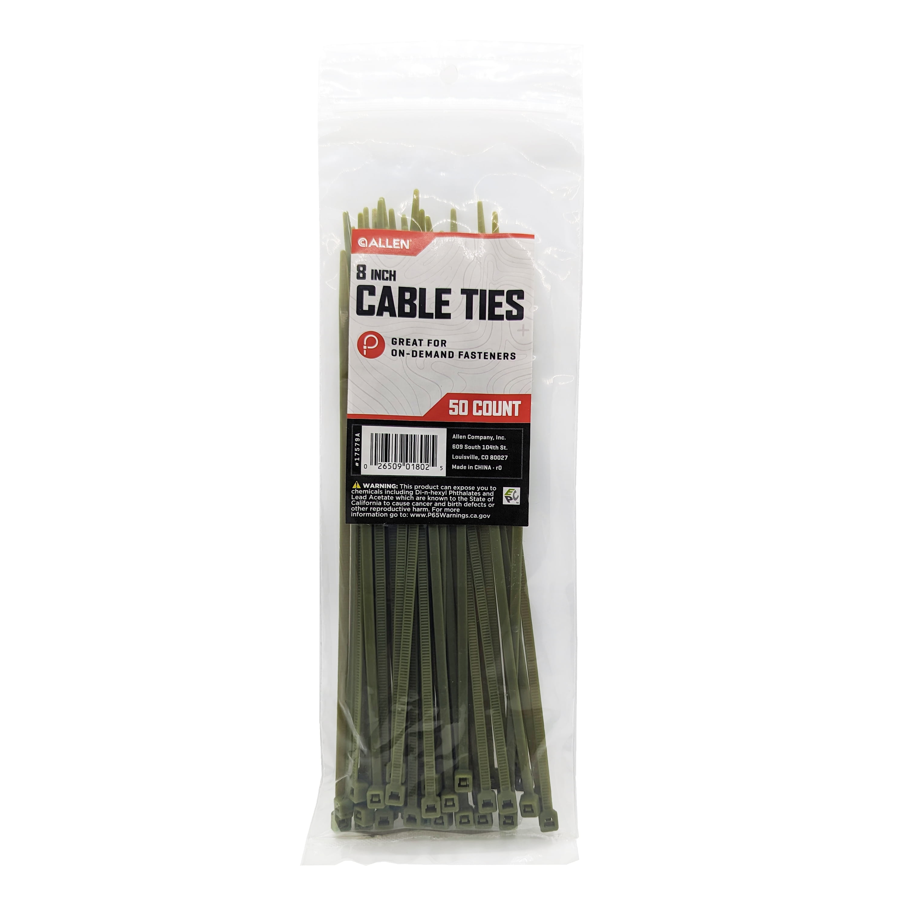 Allen Company 8" Hunting Blind Cable Ties, 50-Pack, Green, Self-Locking ...