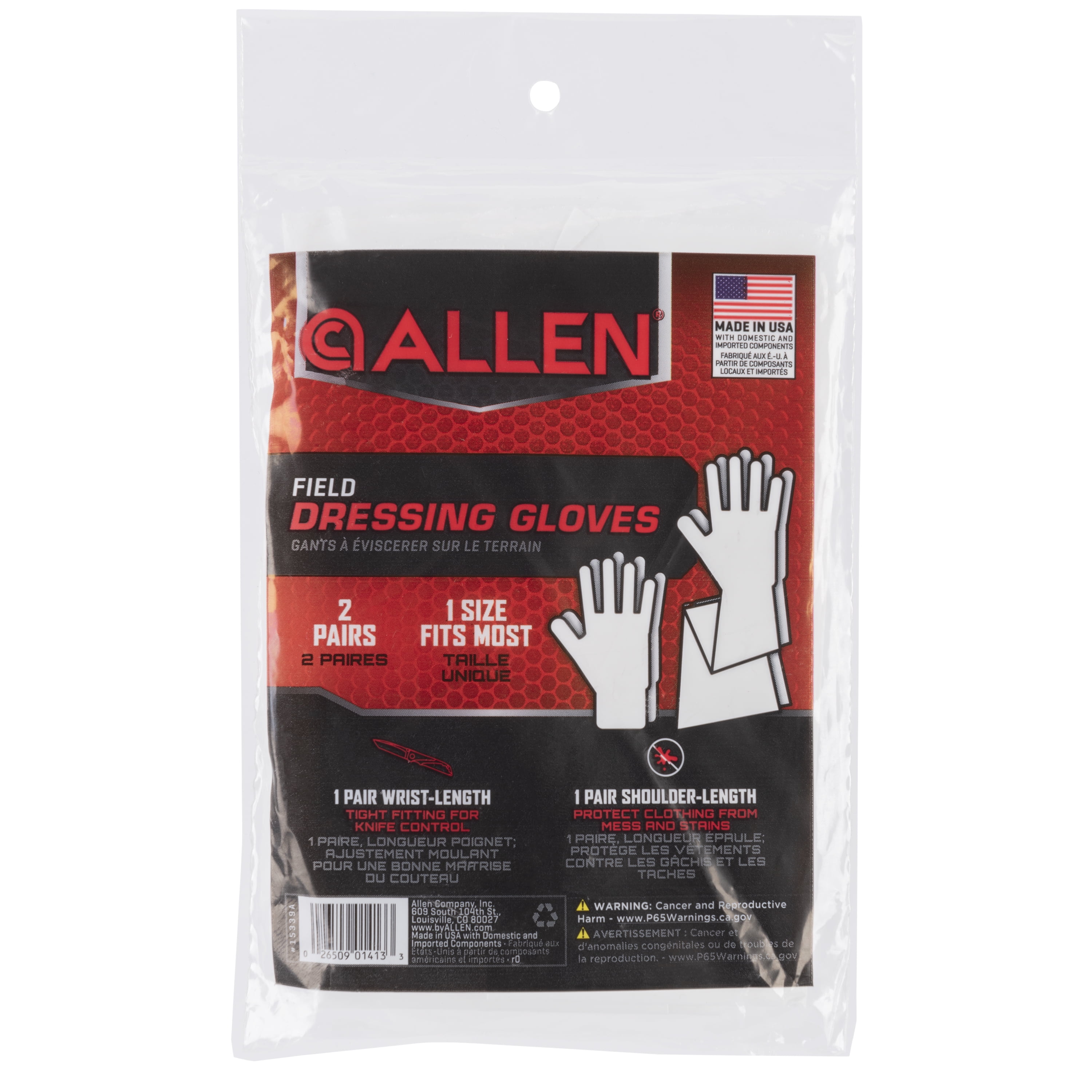 Allen Company Field Dressing Latex Gloves, Wrist & Shoulder Length, 2 ...