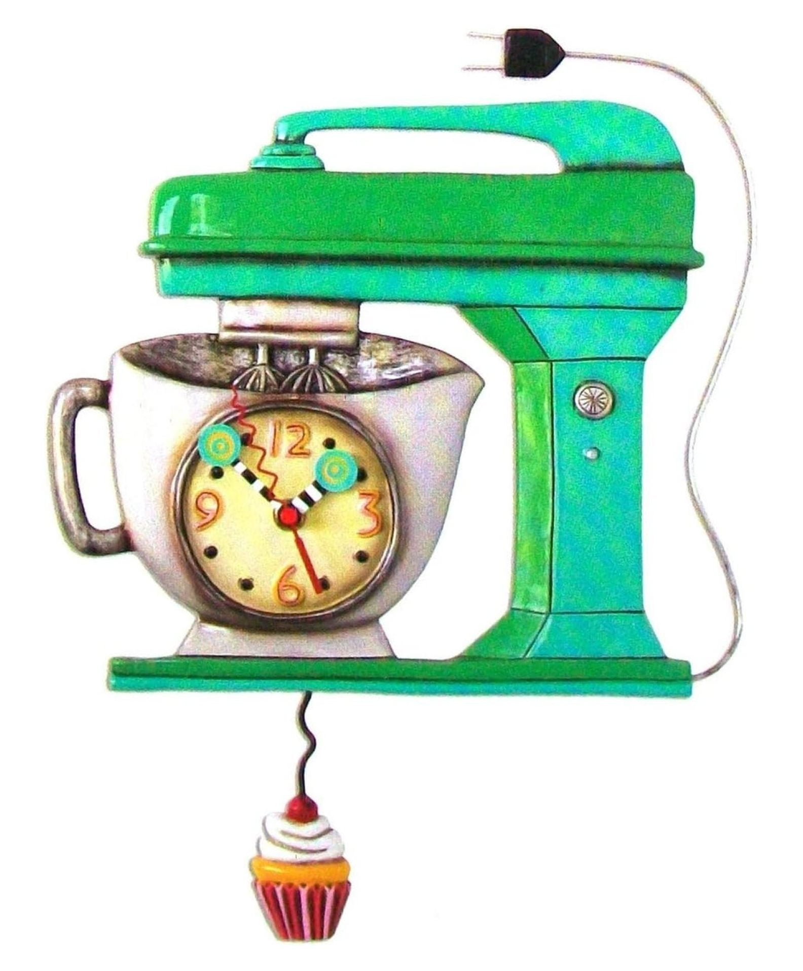 Allen Design Studios "Vintage Mixer Green" Mixer Kitchen Wall Clock ...