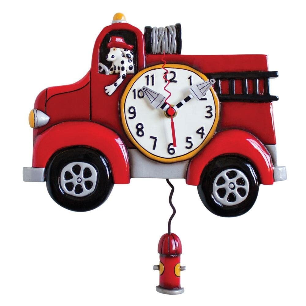 Allen Designs ADP1306 Big Red Firetruck Pendulum Wall Clock 11.25 ...