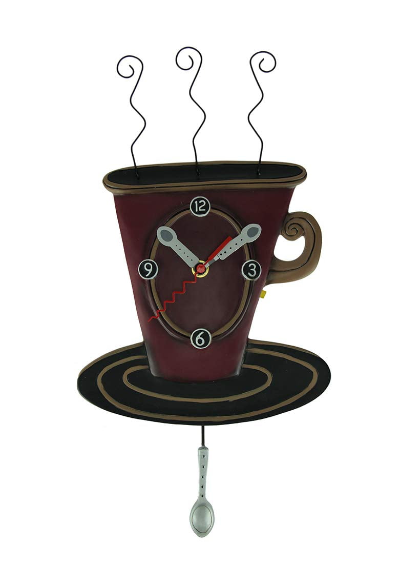Allen Designs "Cozy Cafe" Whimsical Coffee Cup Pendulum Wall Clock ...