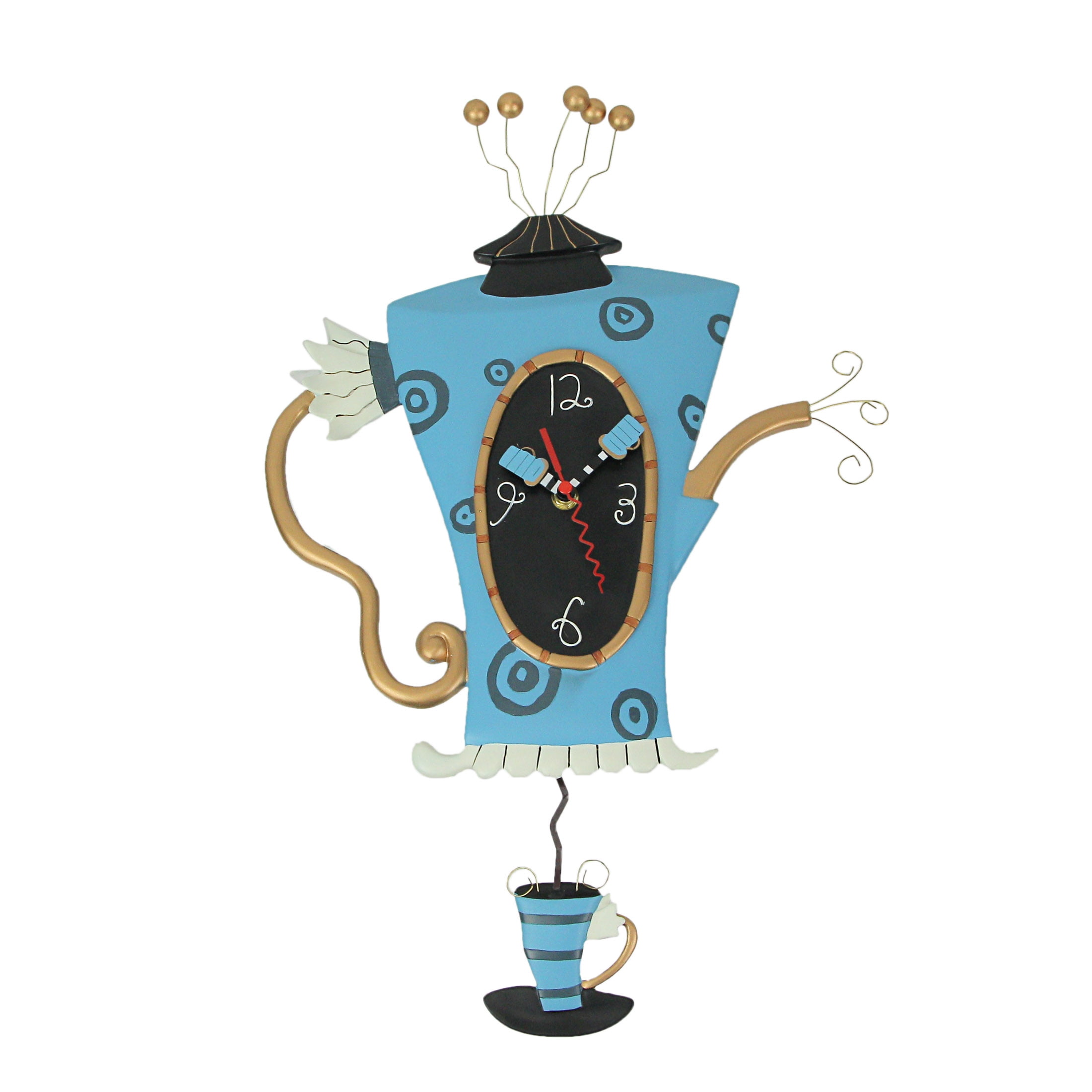 Allen Designs Battery Operated Cozy Time Resin Tea Pot Pendulum Wall ...