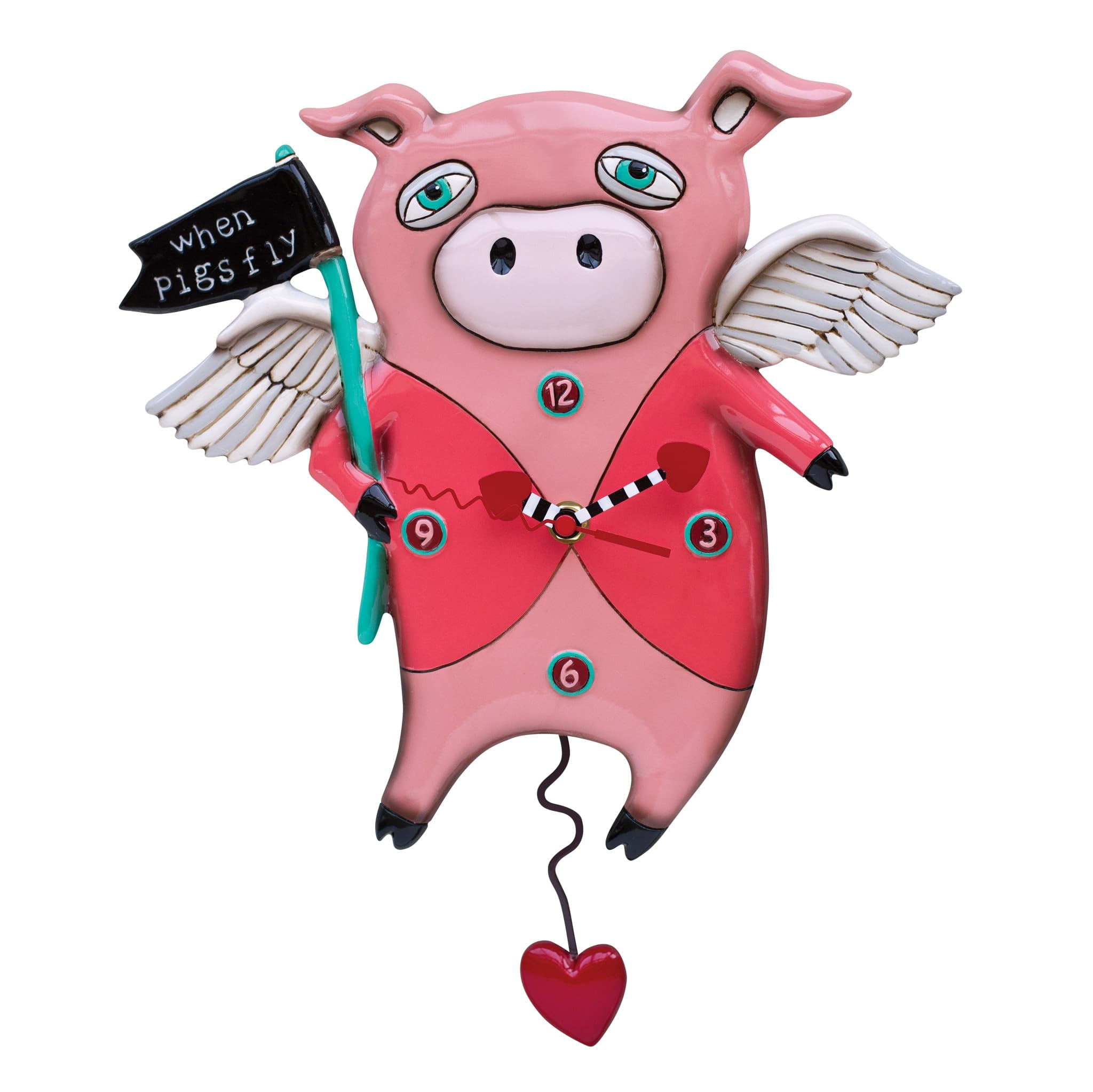 Allen Designs P1560 When Pigs Fly Pendulum Wall Clock 13.5" - Walmart.com