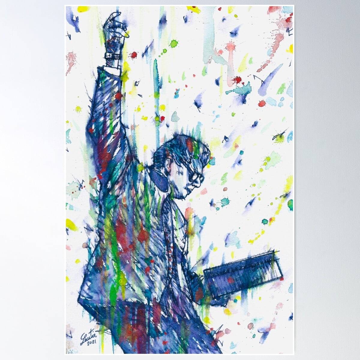 Allen Ginsberg Reading -Watercolor And Ink Portrait Poster Wall Art ...