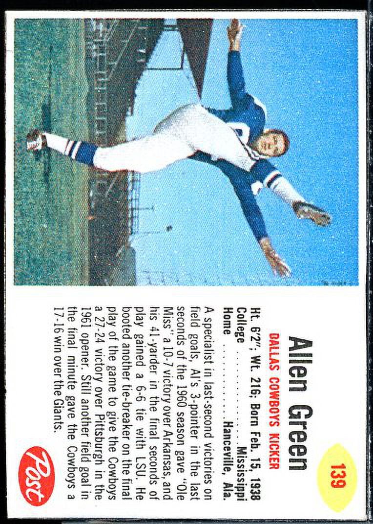 Allen Green Card 1962 Post Cereal #139 - Walmart.com