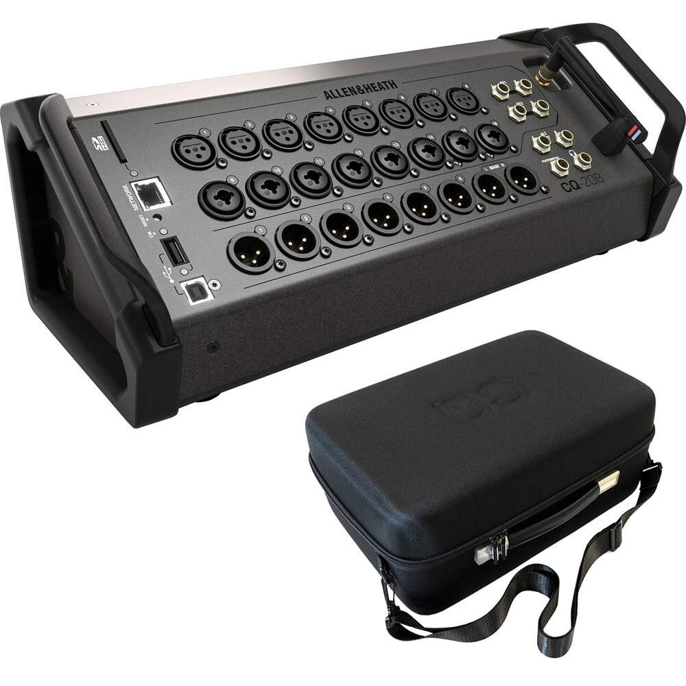 Allen & Heath CQ-20B Ultracompact 20-Channel Digital Mixer (Rackmount/Stagebox) Bundle with ...