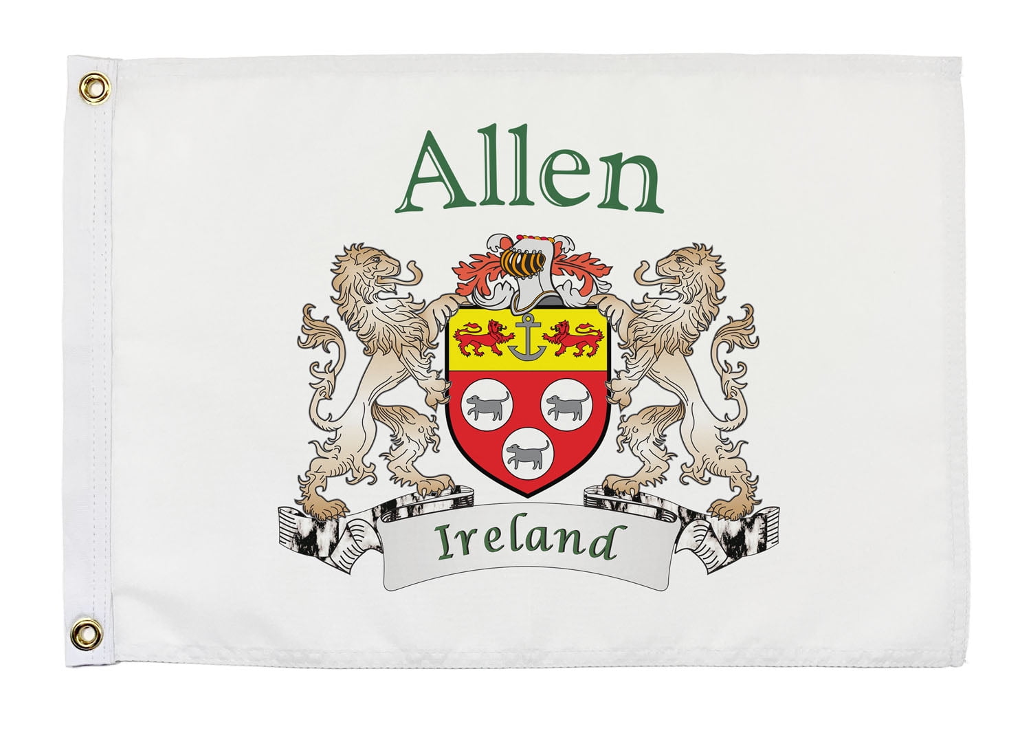 Allen Irish Coat of Arms Small White Flag - 16"x10.5" inches - Walmart.com