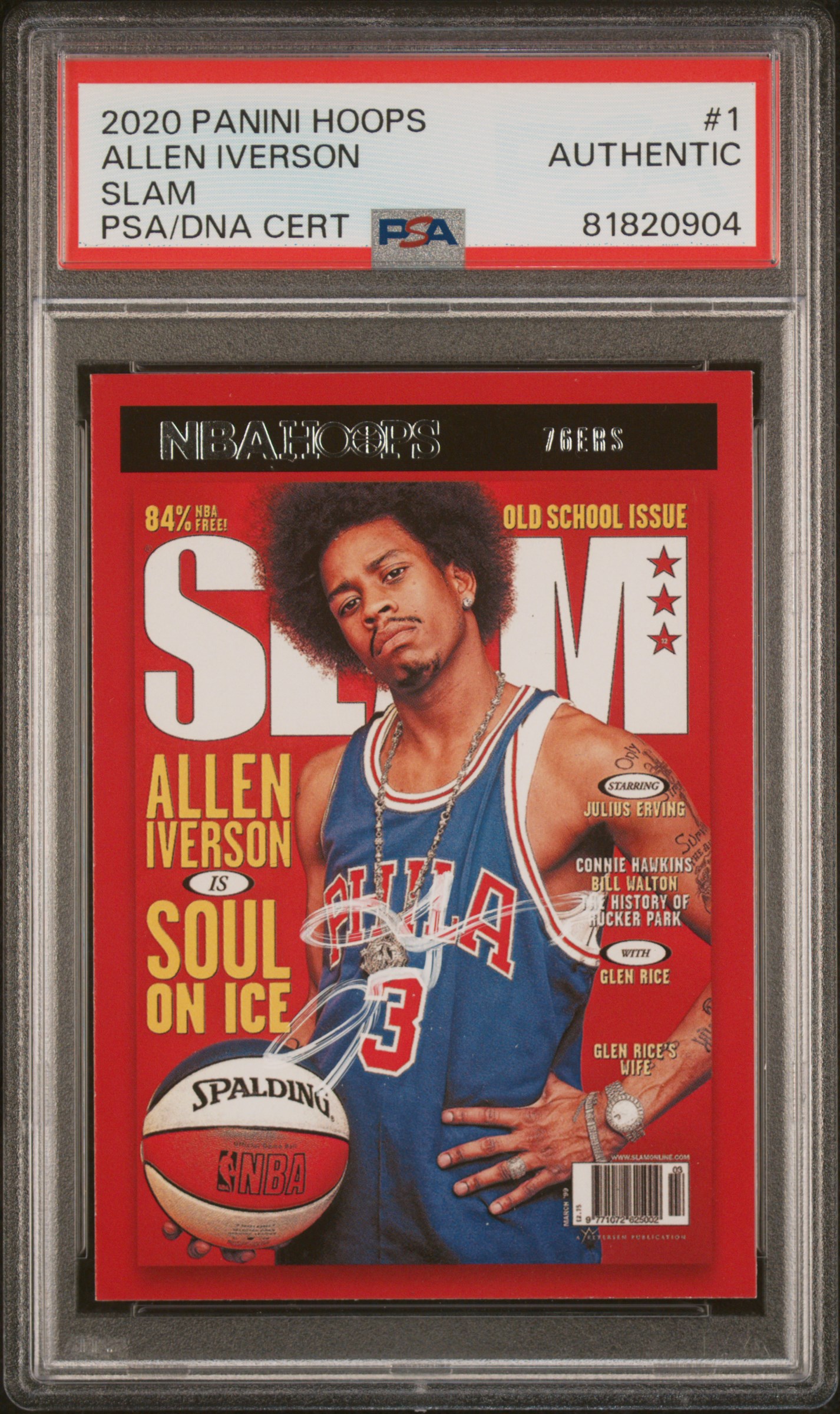 Allen Iverson 2020 Panini Hoops Slam Signed Basketball Card #1 Auto PSA ...