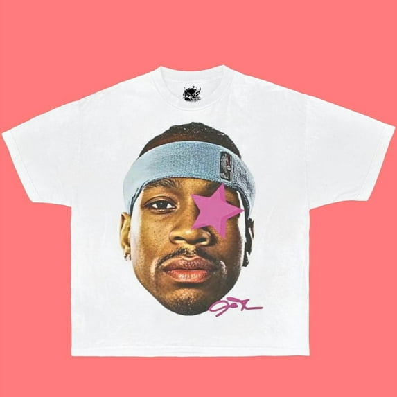 Allen Iverson AI Pink Star Boxy Shirt, oversized, graphic, t-shirt ...