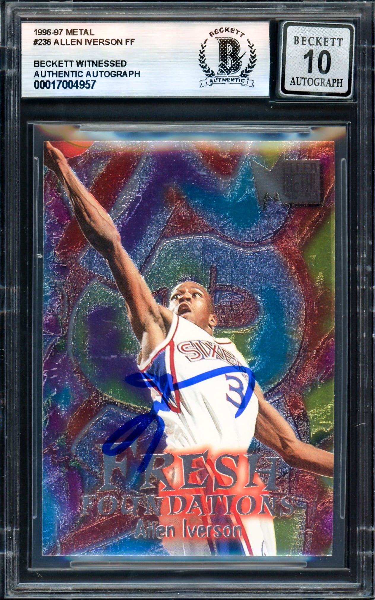 Allen Iverson Autographed 1996-97 Fleer Metal FF Rookie Card #236 ...