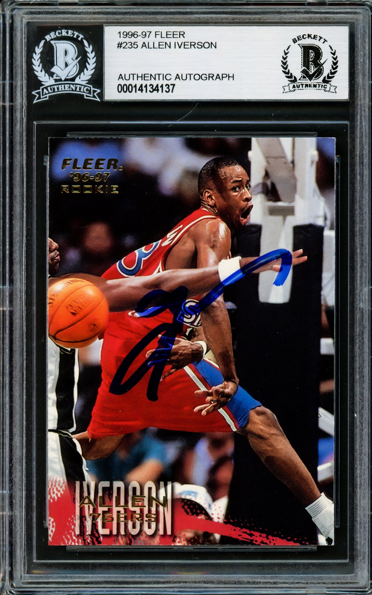 Allen Iverson Autographed 1996-97 Fleer Rookie Card #235 Philadelphia ...