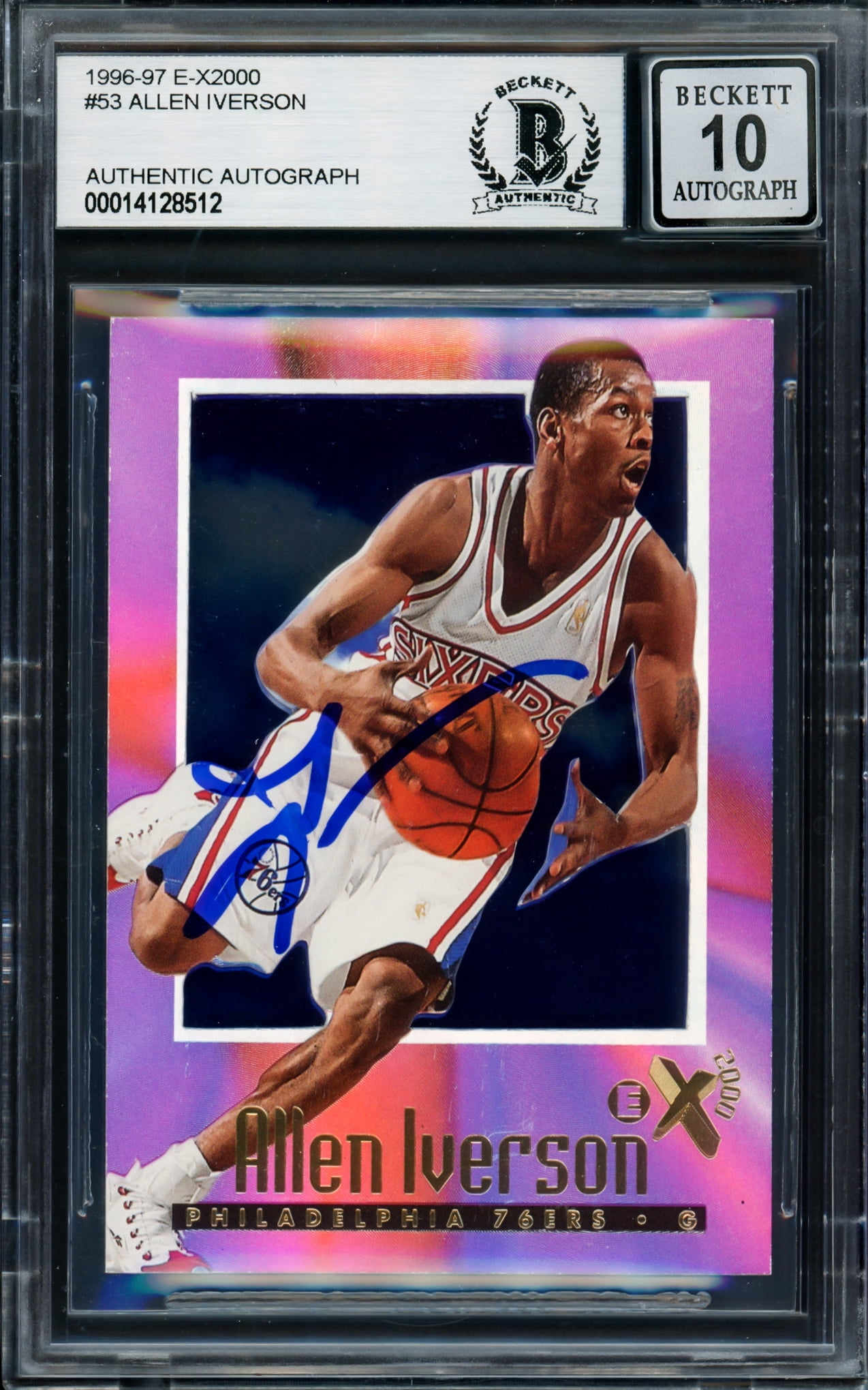 Allen Iverson Autographed 1996-97 Skybox E-X 2000 Rookie Card #53 ...