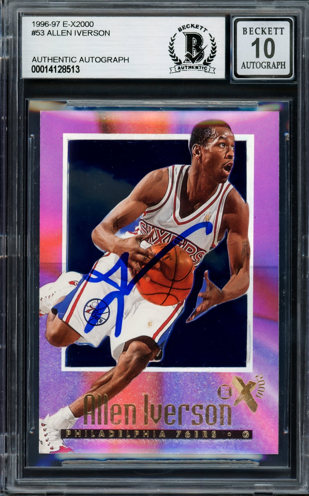 Allen Iverson Autographed 1996-97 Skybox E-X 2000 Rookie Card #53 ...
