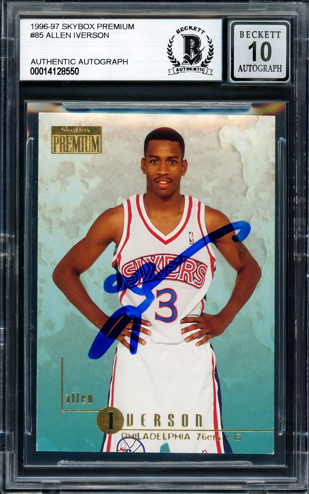 Allen Iverson Autographed 1996-97 Skybox Premium Rookie Card #85 ...