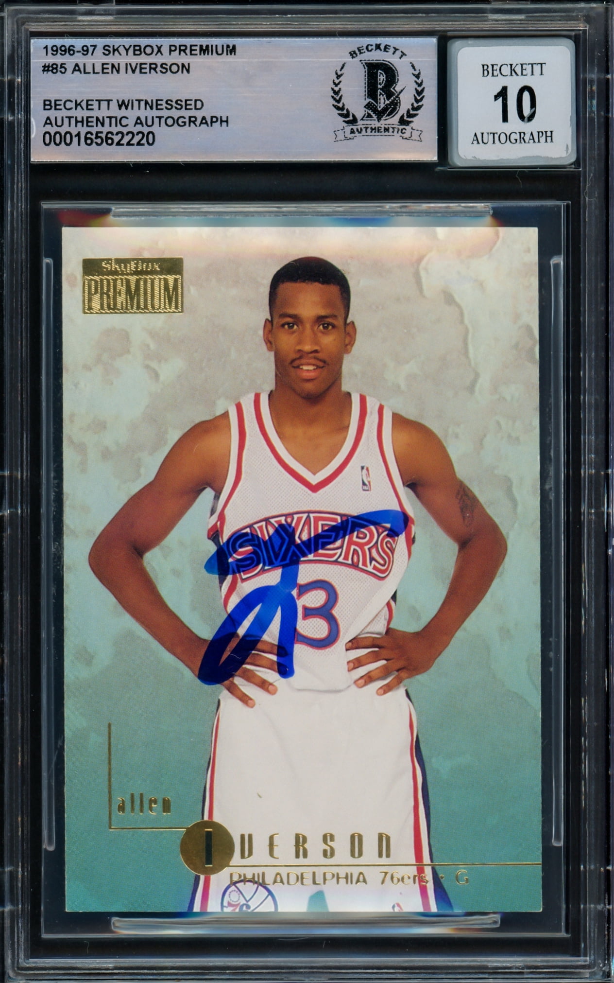 Allen Iverson Autographed 1996-97 Skybox Premium Rookie Card #85 ...