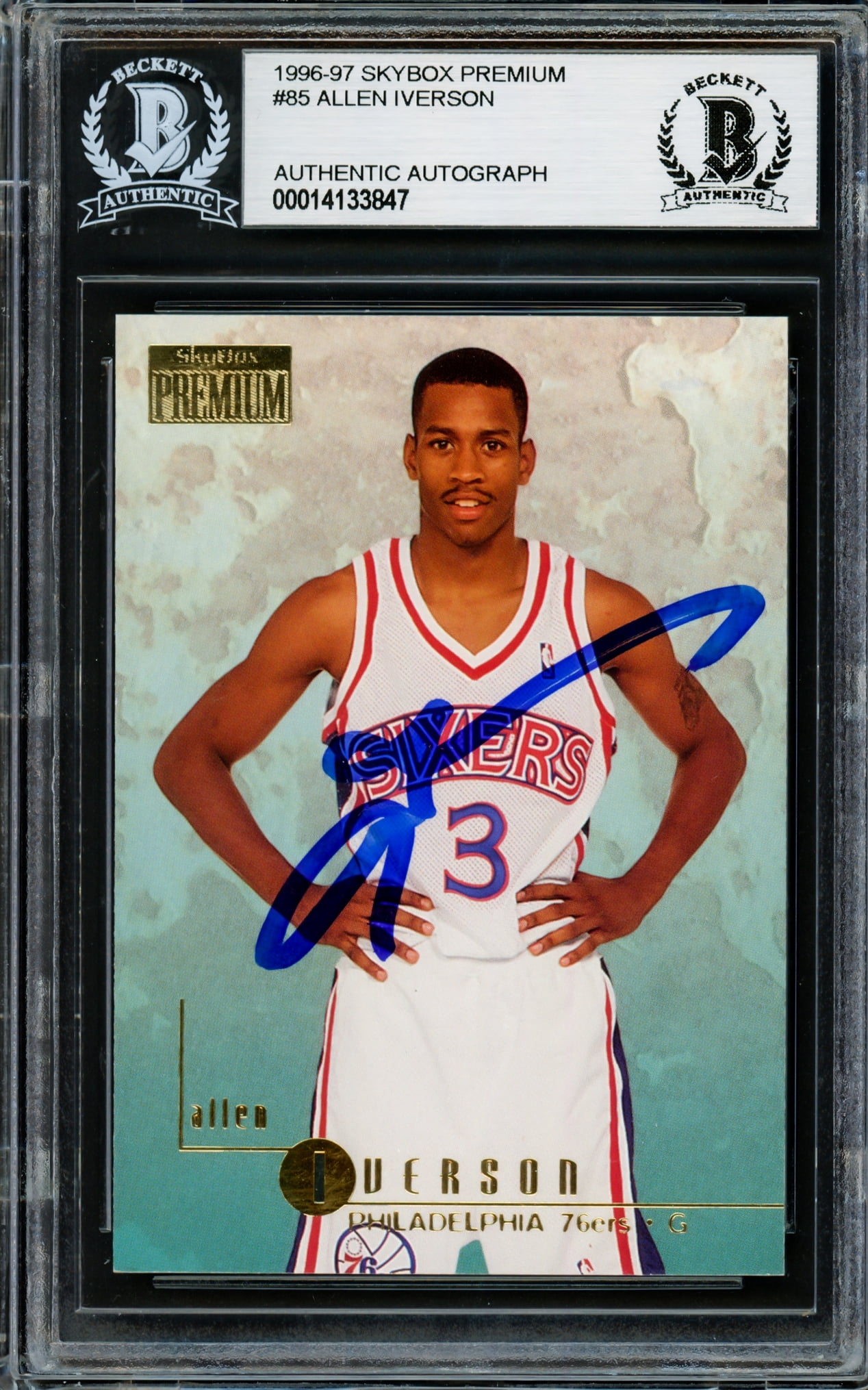 Allen Iverson Autographed 1996-97 Skybox Premium Rookie Card #85 ...