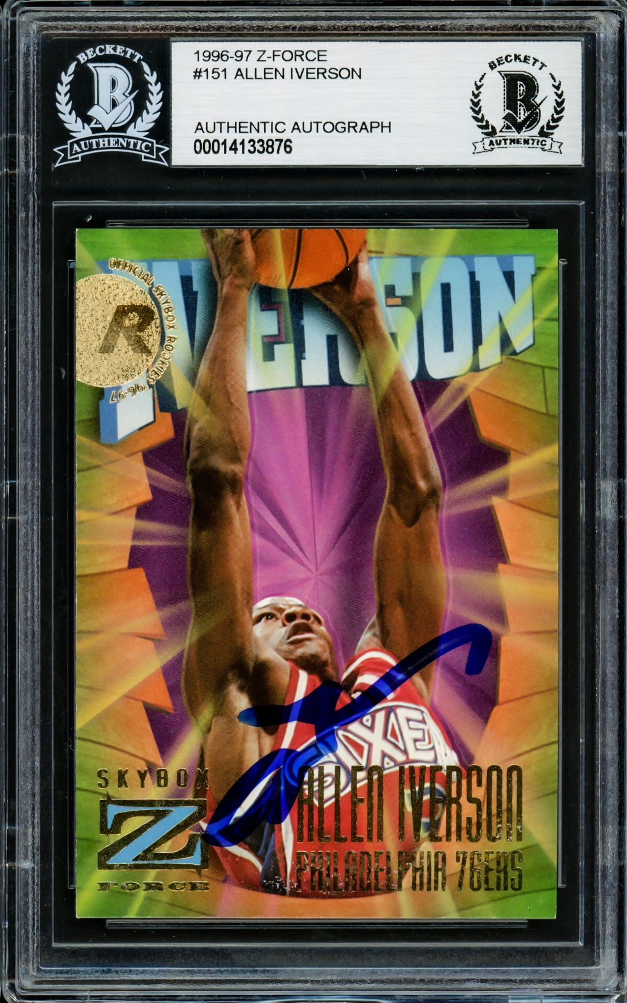 Allen Iverson Autographed 1996-97 Skybox Z Force Rookie Card #151 ...