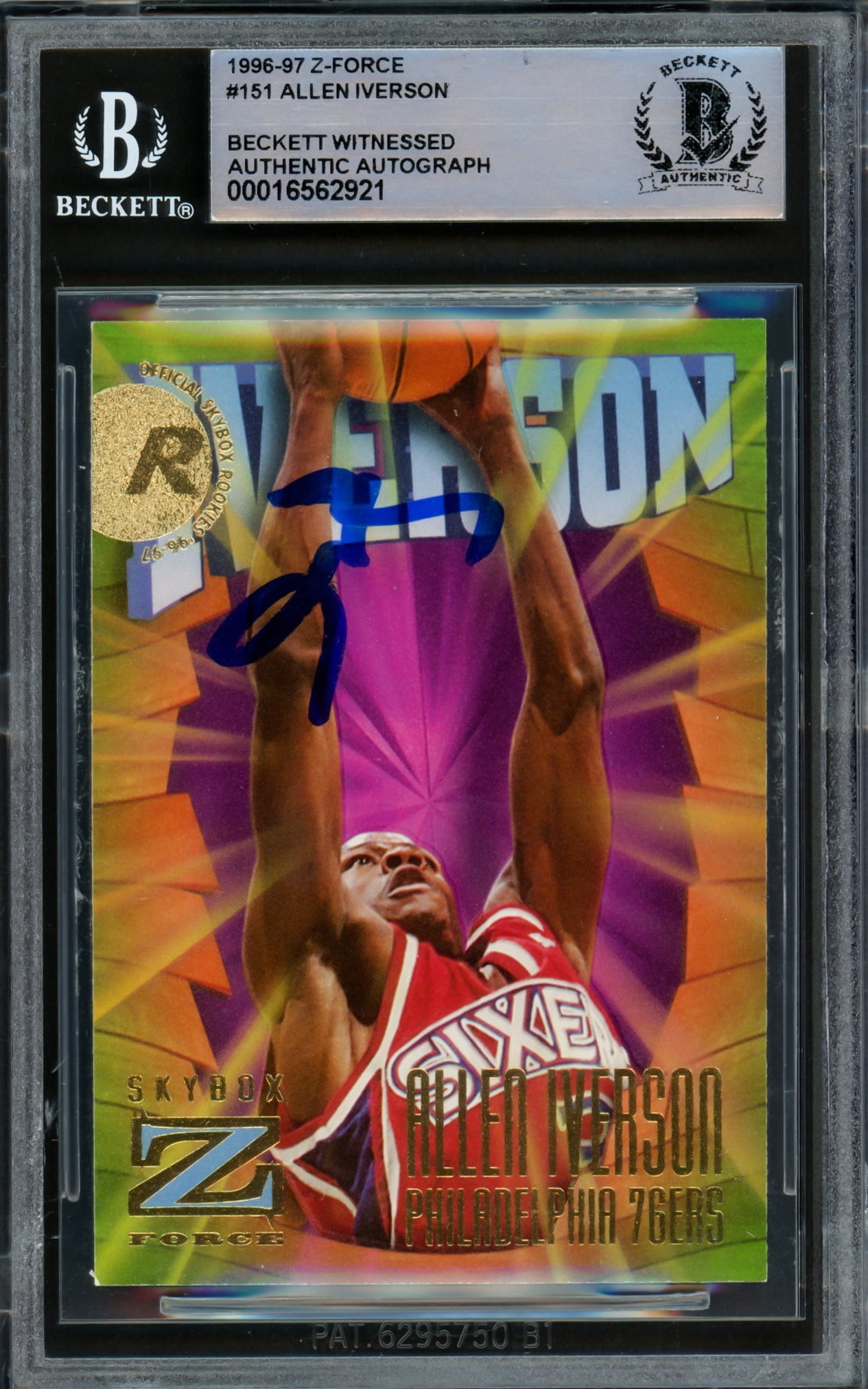 Allen Iverson Autographed 1996-97 Skybox Z-Force Rookie Card #151 ...