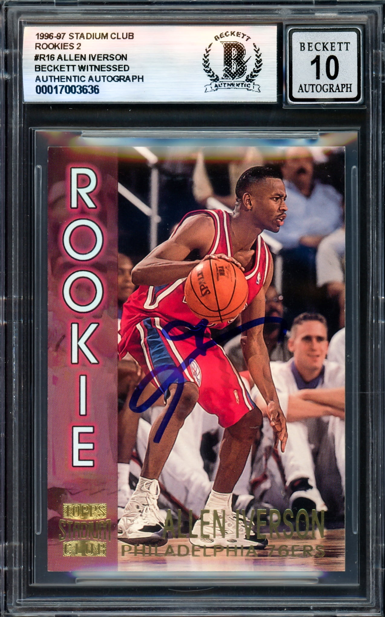Allen Iverson Autographed 1996-97 Stadium Club Rookies Rookie Card #R16 ...