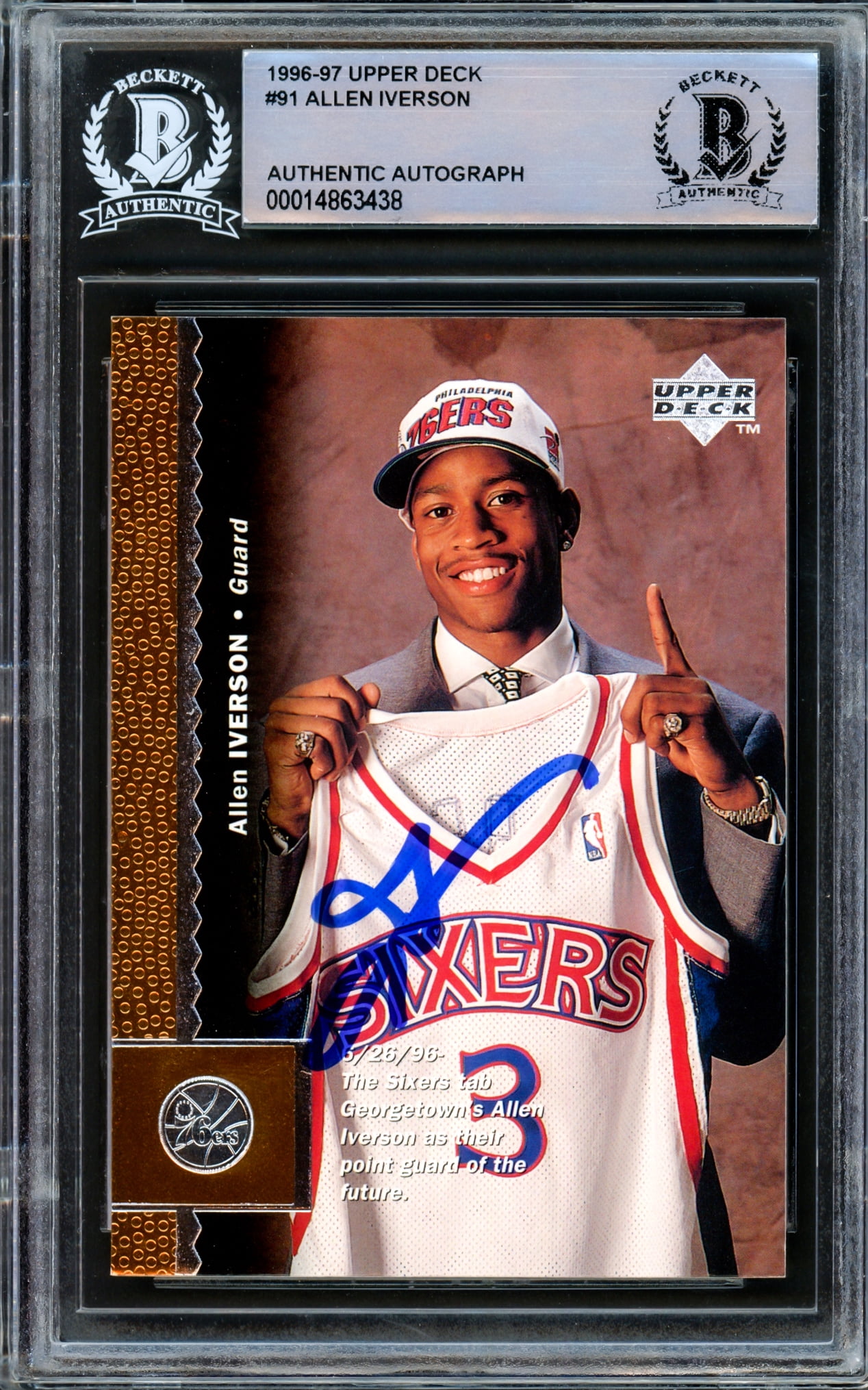 Allen Iverson Autographed 1996-97 Upper Deck Rookie Card #91 ...