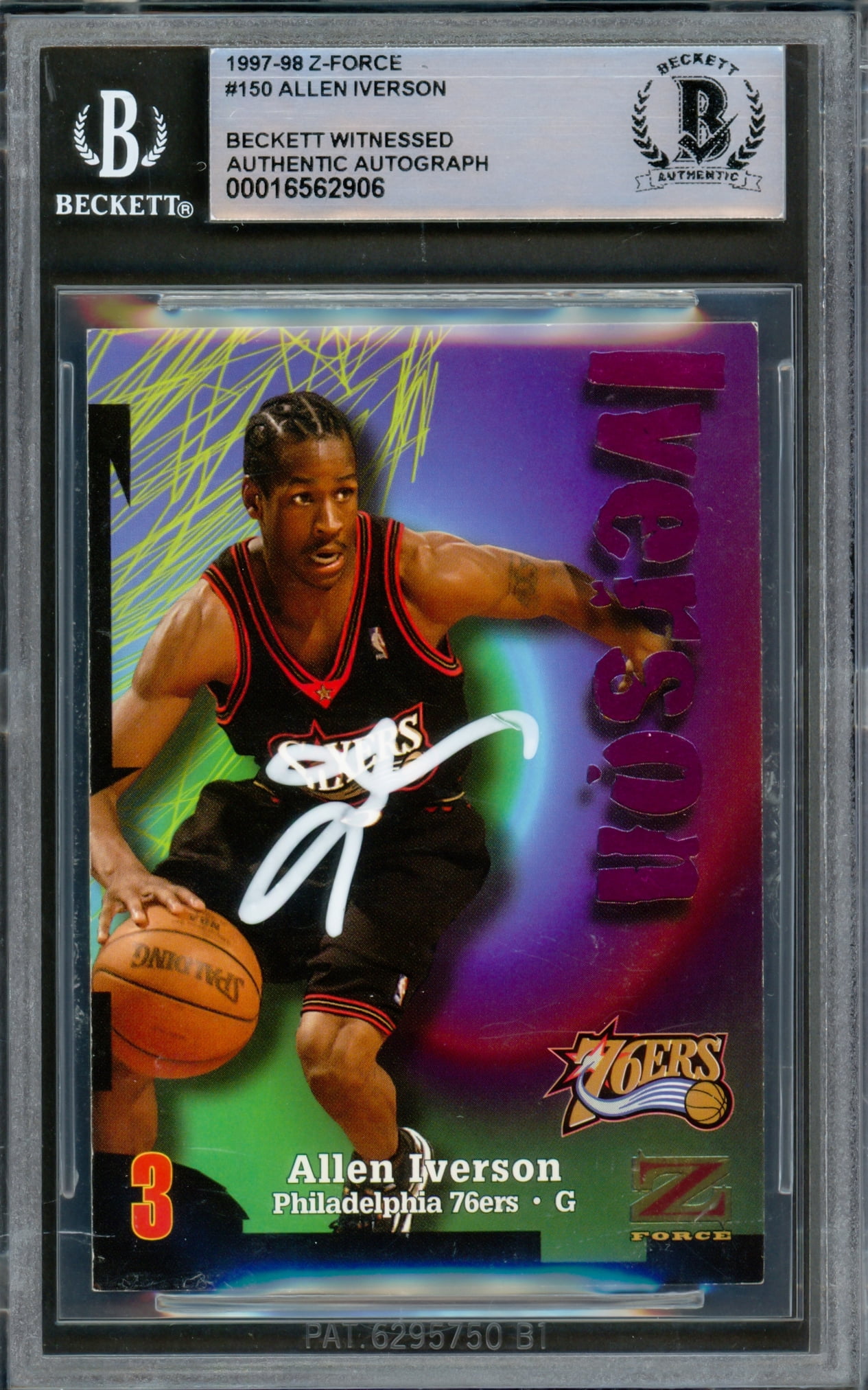 Allen Iverson Autographed 1997-98 Skybox Z-Force Card #150 Philadelphia ...