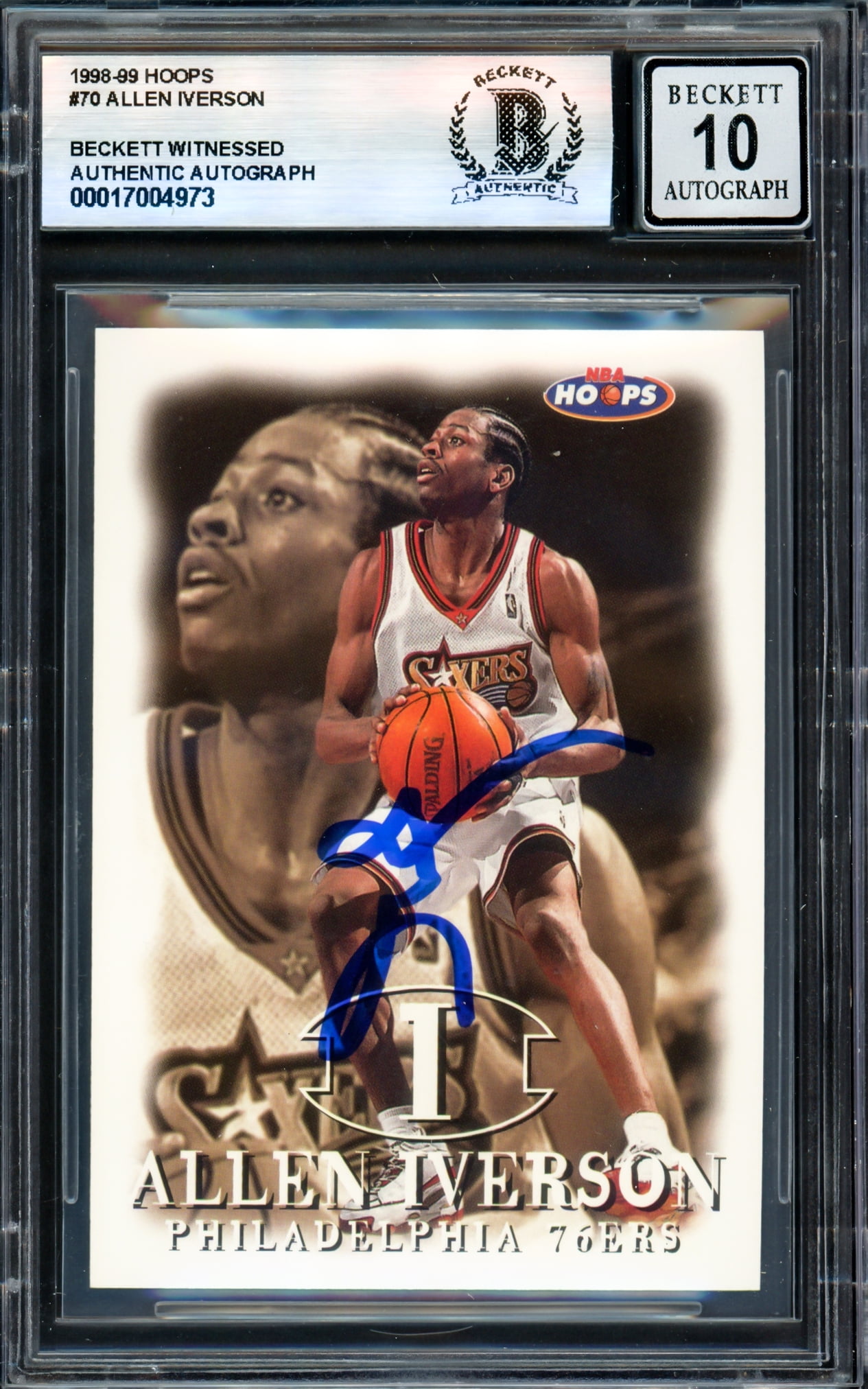 Allen Iverson Autographed 1998-99 Hoops Card #70 Philadelphia 76ers ...