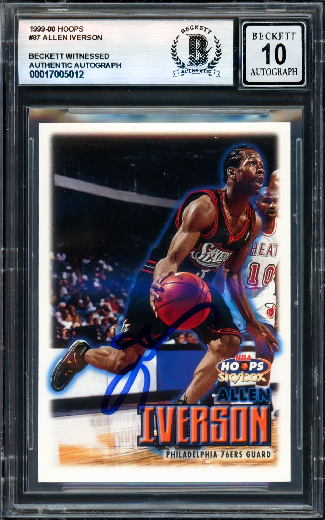 Allen Iverson Autographed 1999-00 Hoops Card #87 Philadelphia 76ers ...