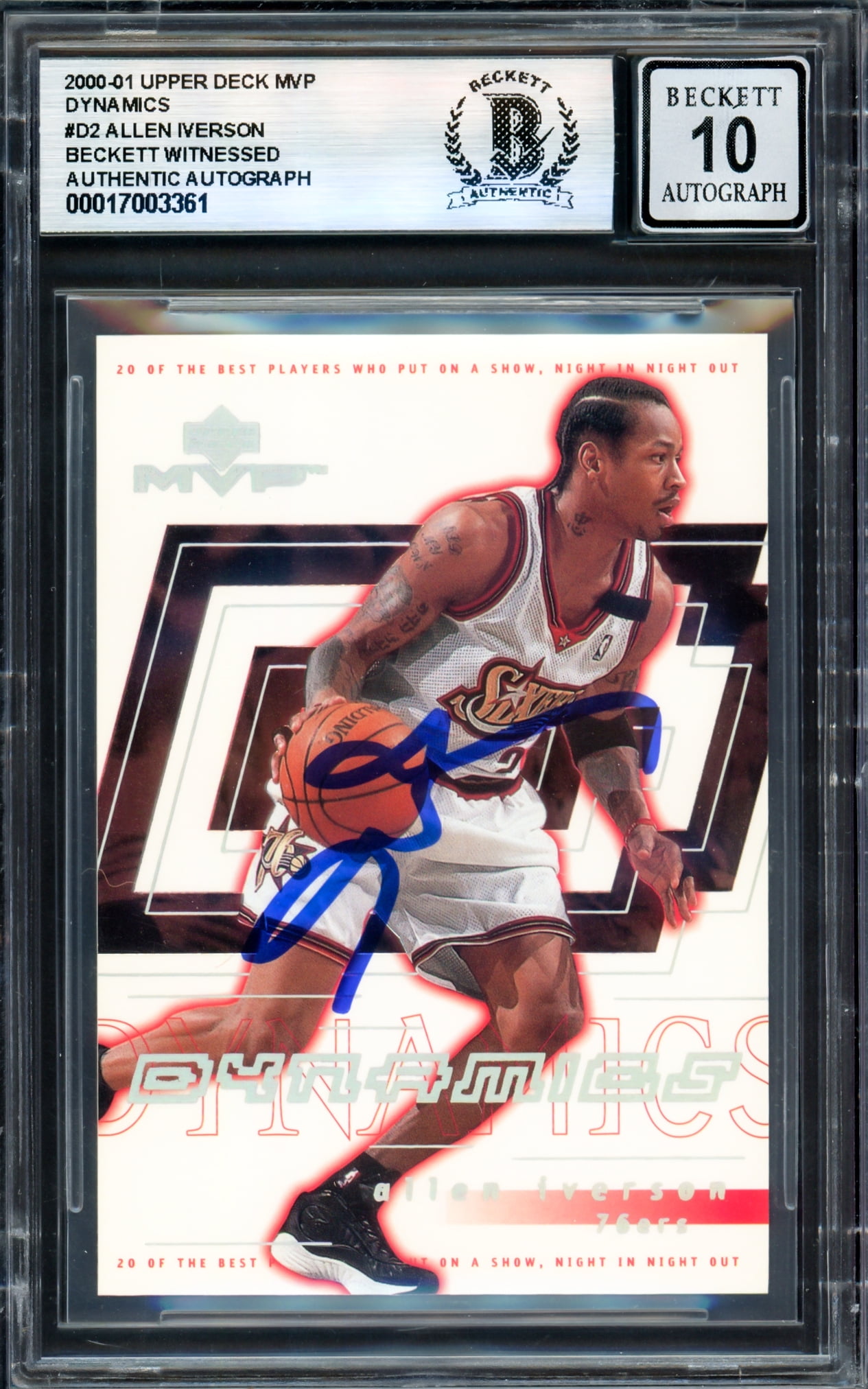 Allen Iverson Autographed 2000-01 Upper Deck MVP Dynamics Card #D2 ...