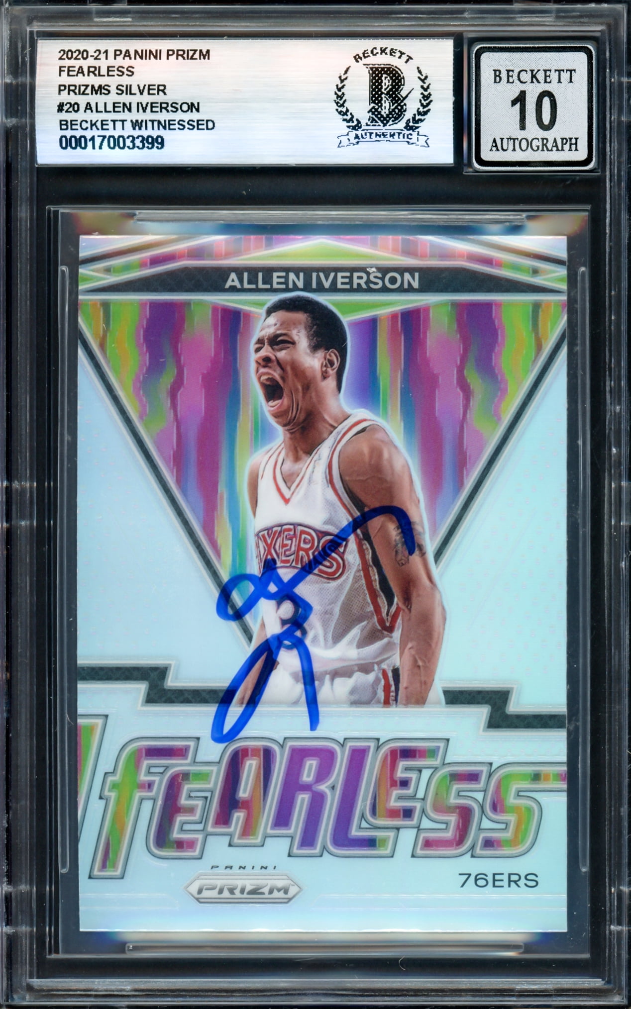 Allen Iverson Autographed 2020-21 Panini Prizm Fearless Prizms Silver ...