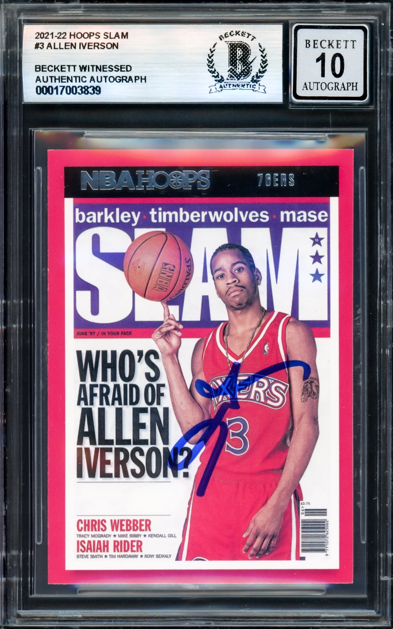 Allen Iverson Autographed 2021-22 Hoops Slam Card #3 Philadelphia 76ers ...