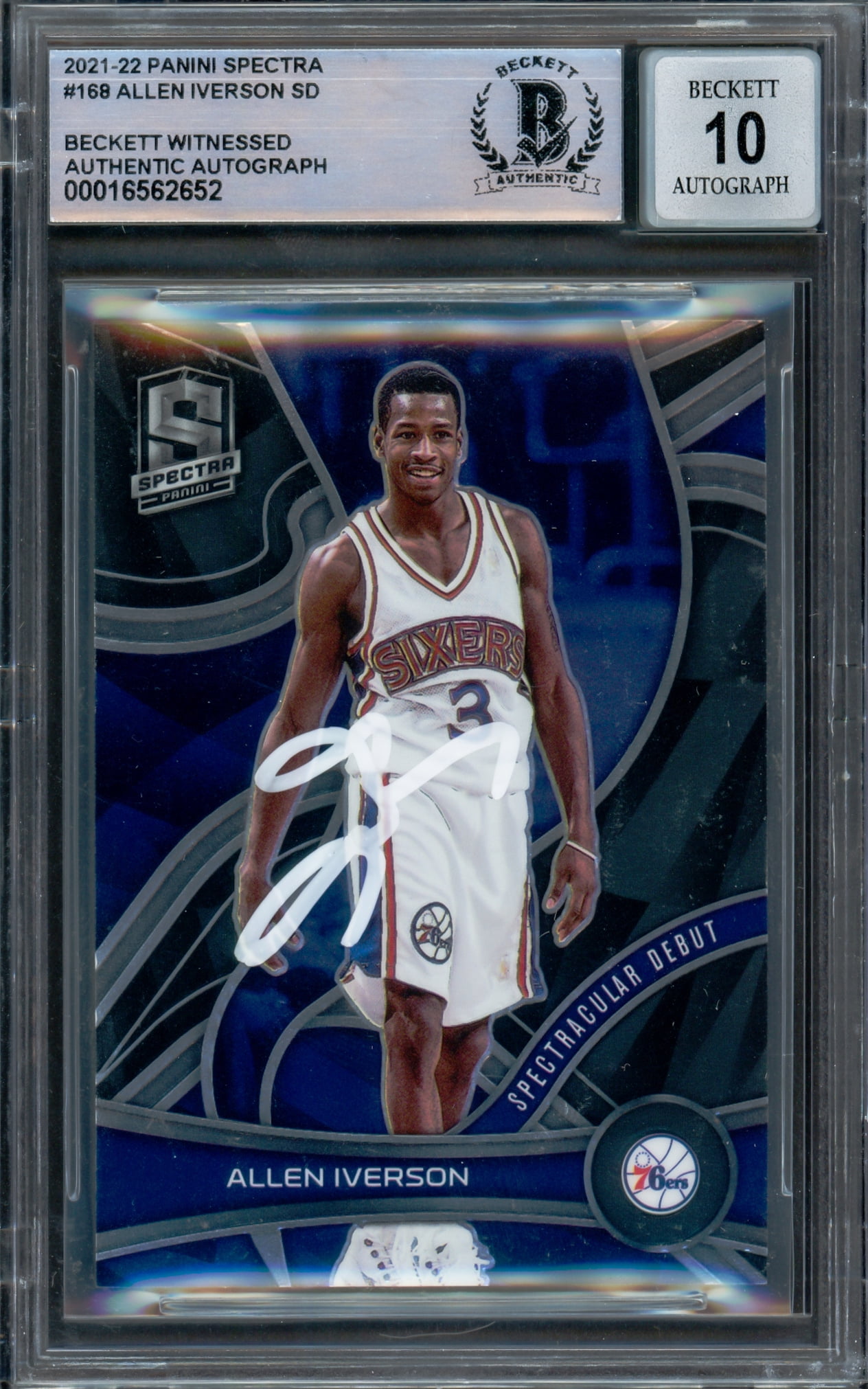 Allen Iverson Autographed 2021-22 Panini Spectra Card #168 Card ...