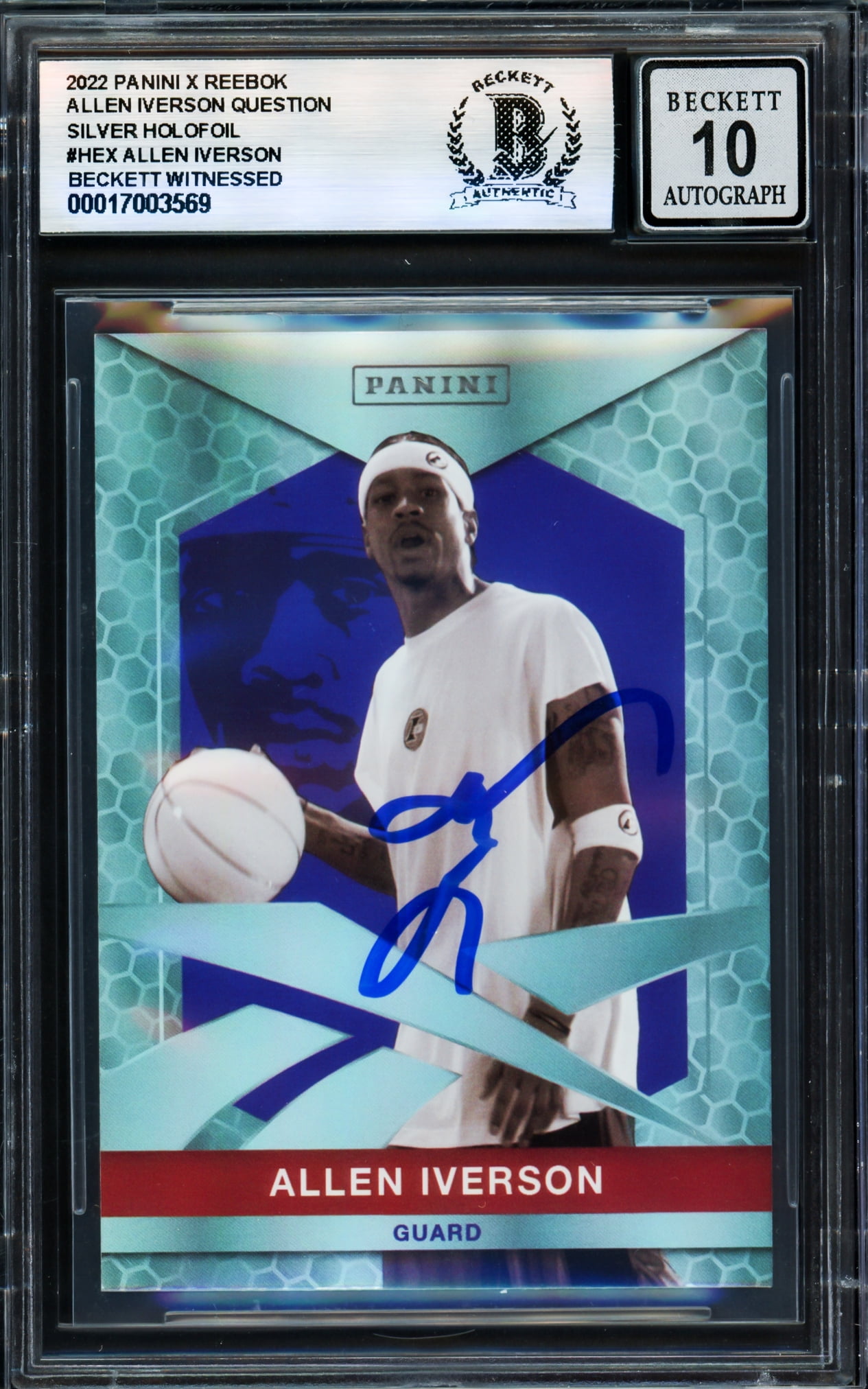 Allen Iverson Autographed 2022 Panini X Reebok Silver Holofoil Card # ...