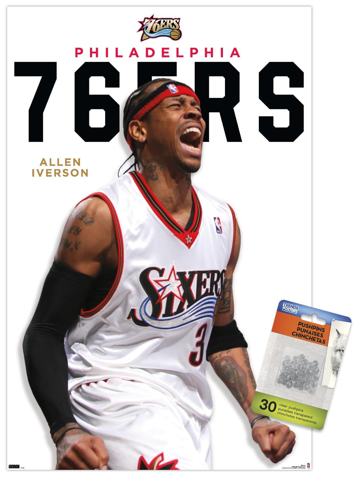 Allen Iverson - Feature Series 23 Wall Poster with Push Pins, 14.725" x ...