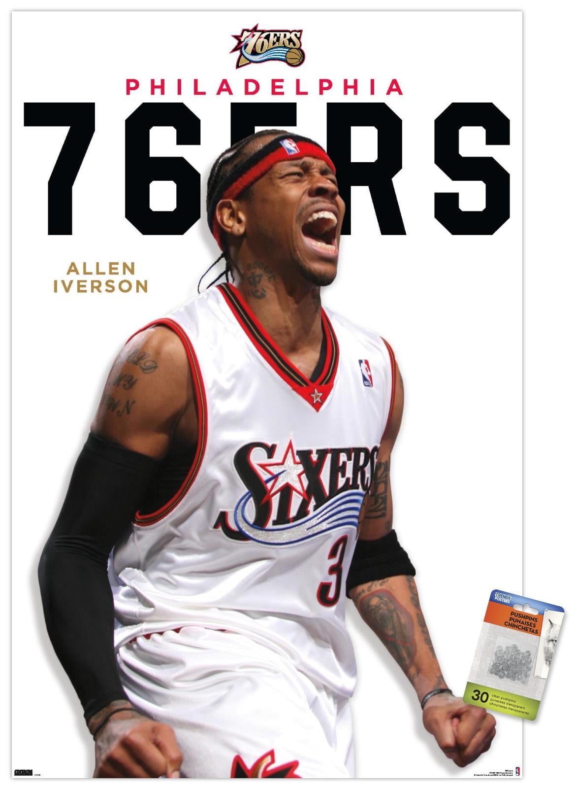 Allen Iverson - Feature Series 23 Wall Poster with Push Pins, 22.375" x ...