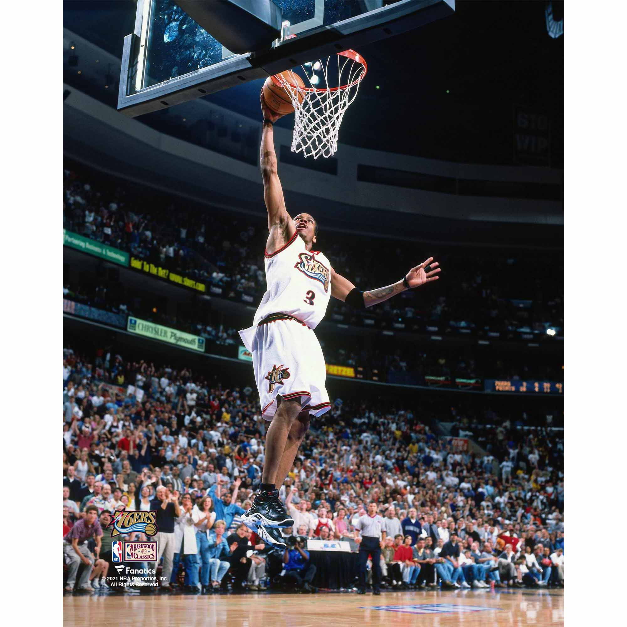 Allen Iverson Philadelphia 76ers Unsigned One Handed Fastbreak Dunk ...