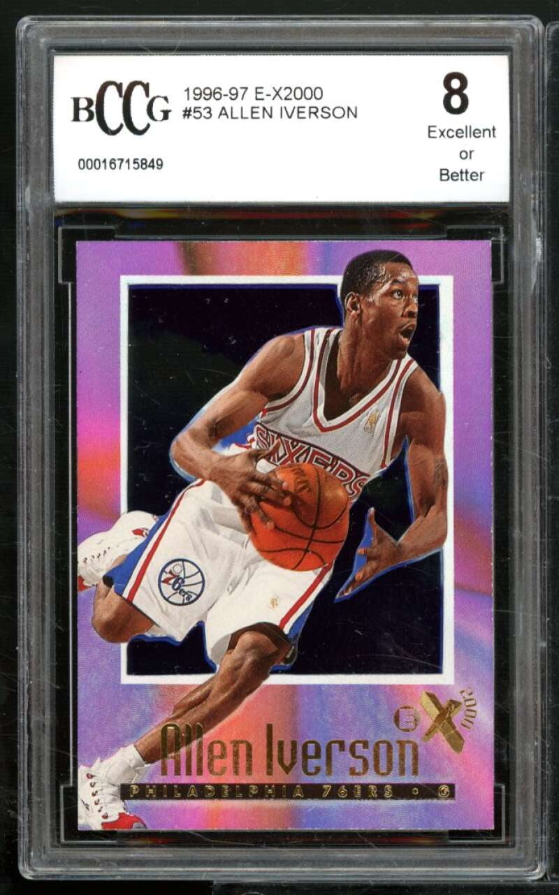 Allen Iverson Rookie Card 1996-97 E-X2000 #53 BGS BCCG 8 (read ...