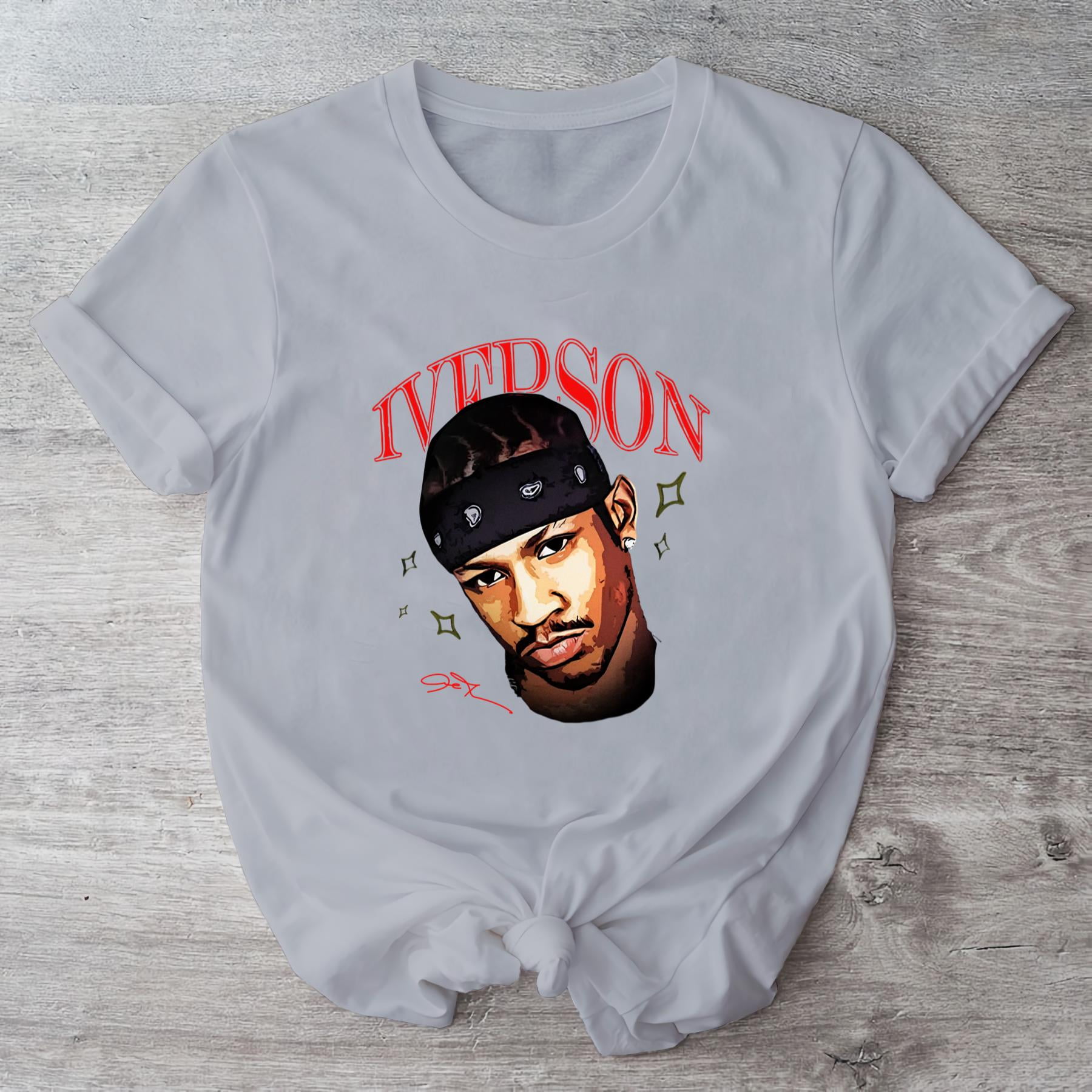 Allen Iverson T-Shirt The Answer Portrait Painting Vintage Basketball ...