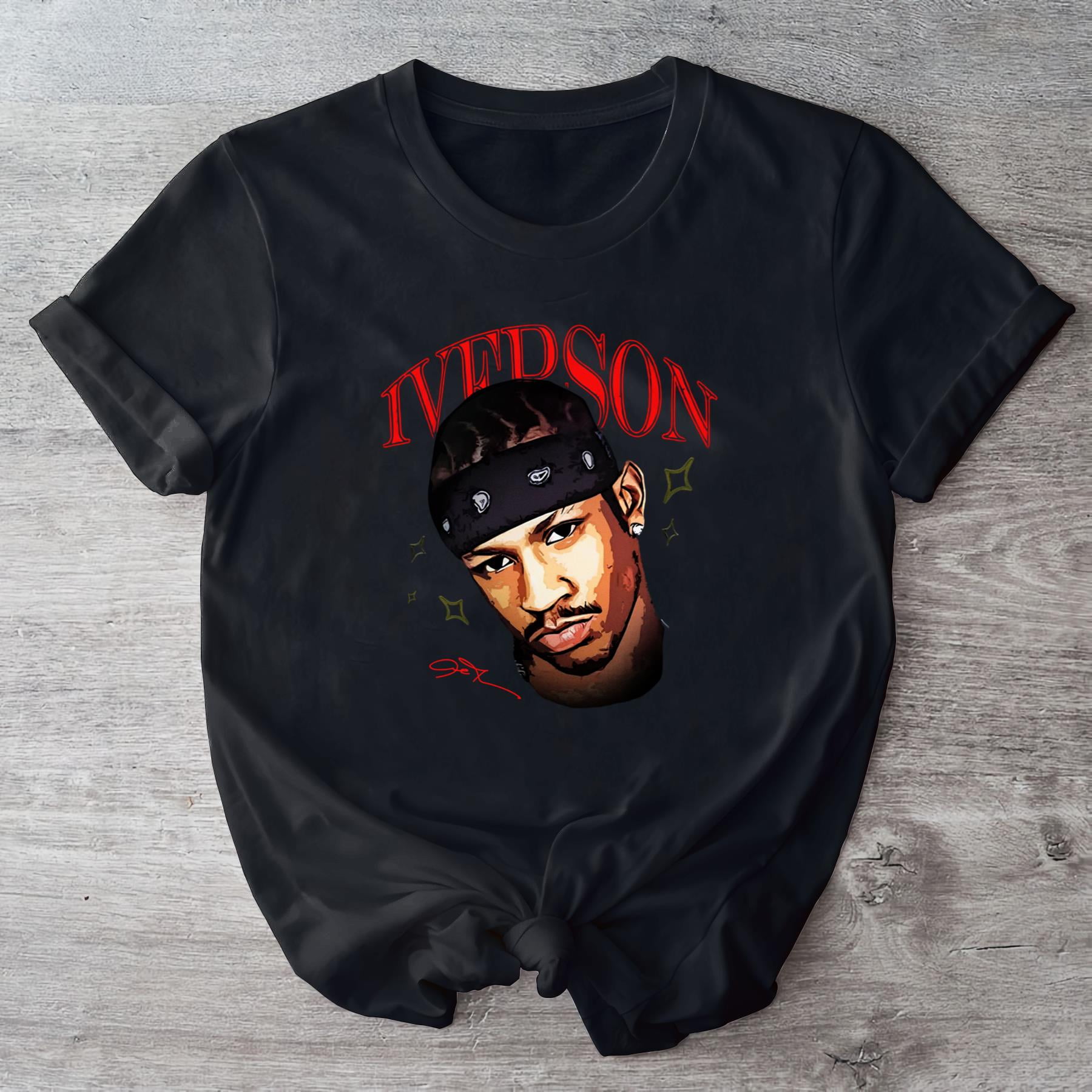 Allen Iverson T-Shirt The Answer Portrait Painting Vintage Basketball Style 90's Vibe Tee-TH9621 ...