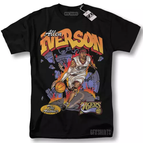 Allen Iverson The Answer Sixers 90's Basketball Vintage Style Graphic T ...