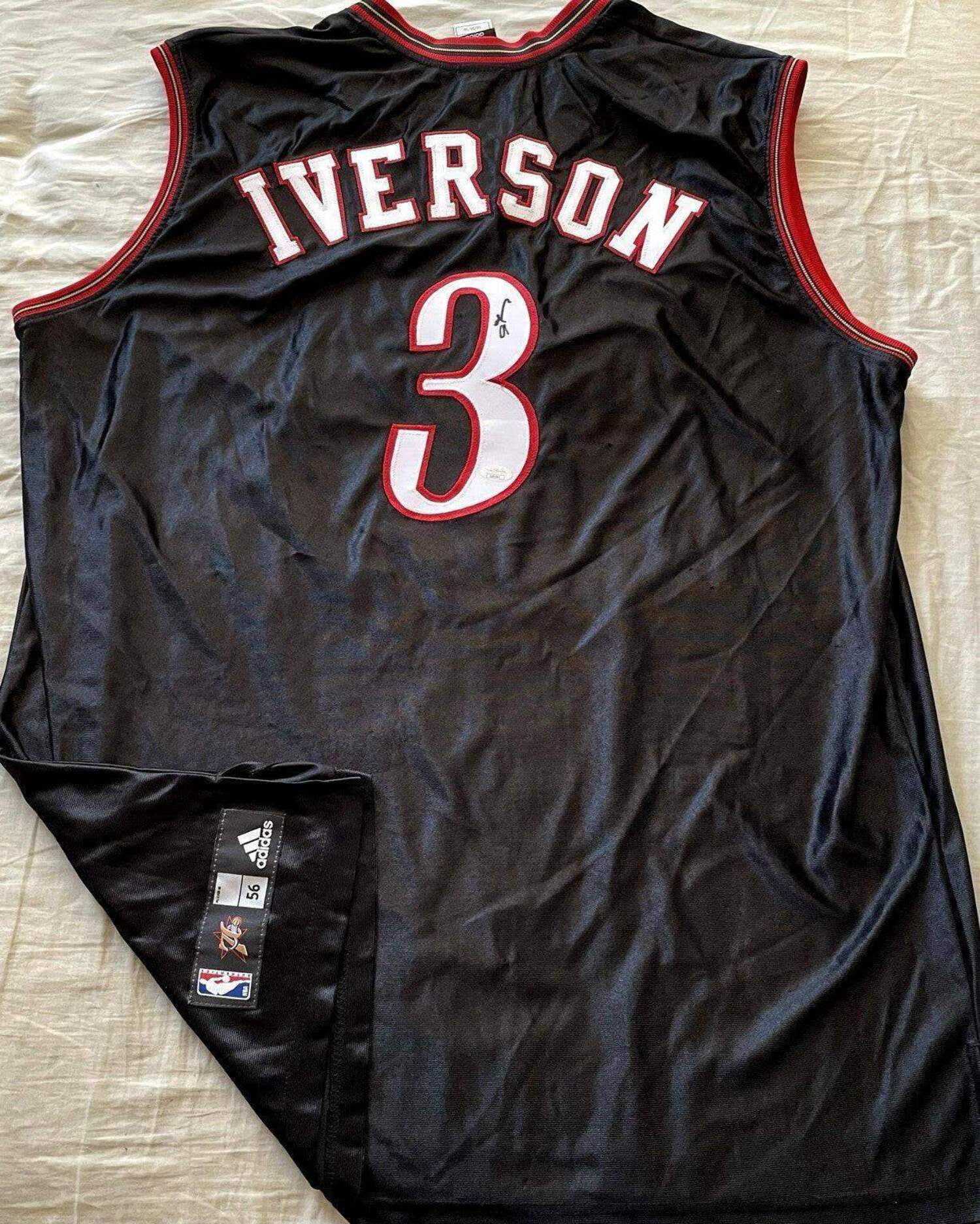 Allen Iverson autographed Philadelphia 76ers Adidas black game model ...