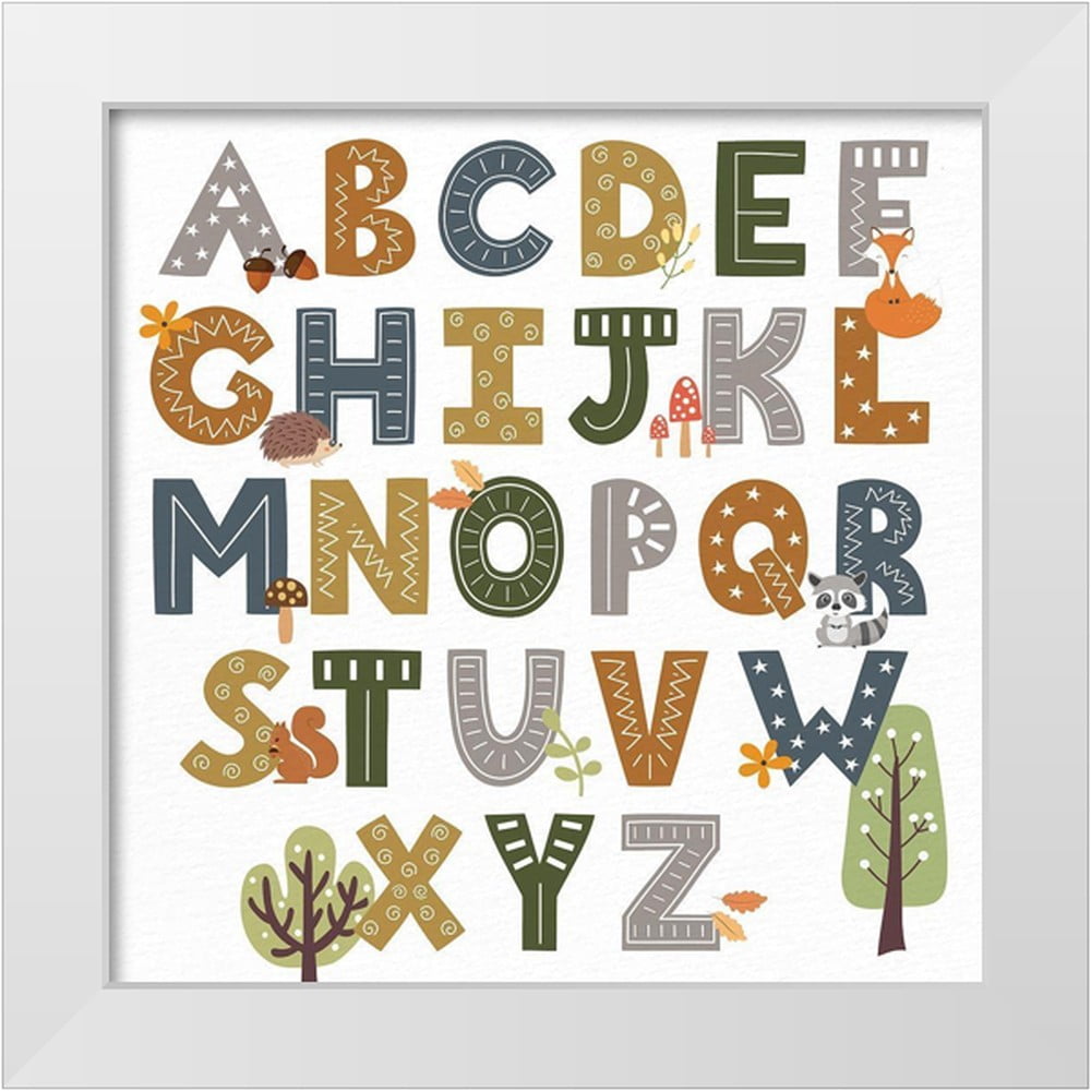 Allen, Kimberly 15x15 White Modern Wood Framed Museum Art Print Titled - Woodland ABCs - Walmart.com