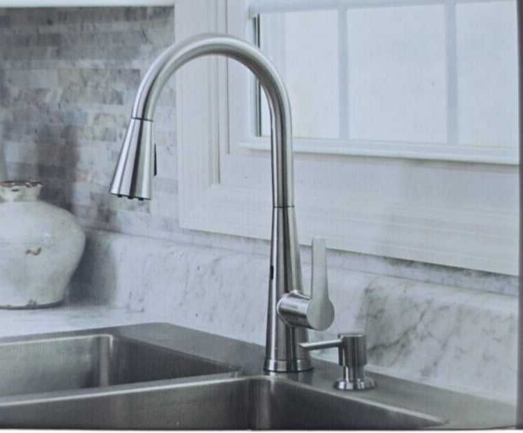 Allen+Roth Tolland Stainless Steel Kitchen Faucet, 1-Handle Pull-Down ...
