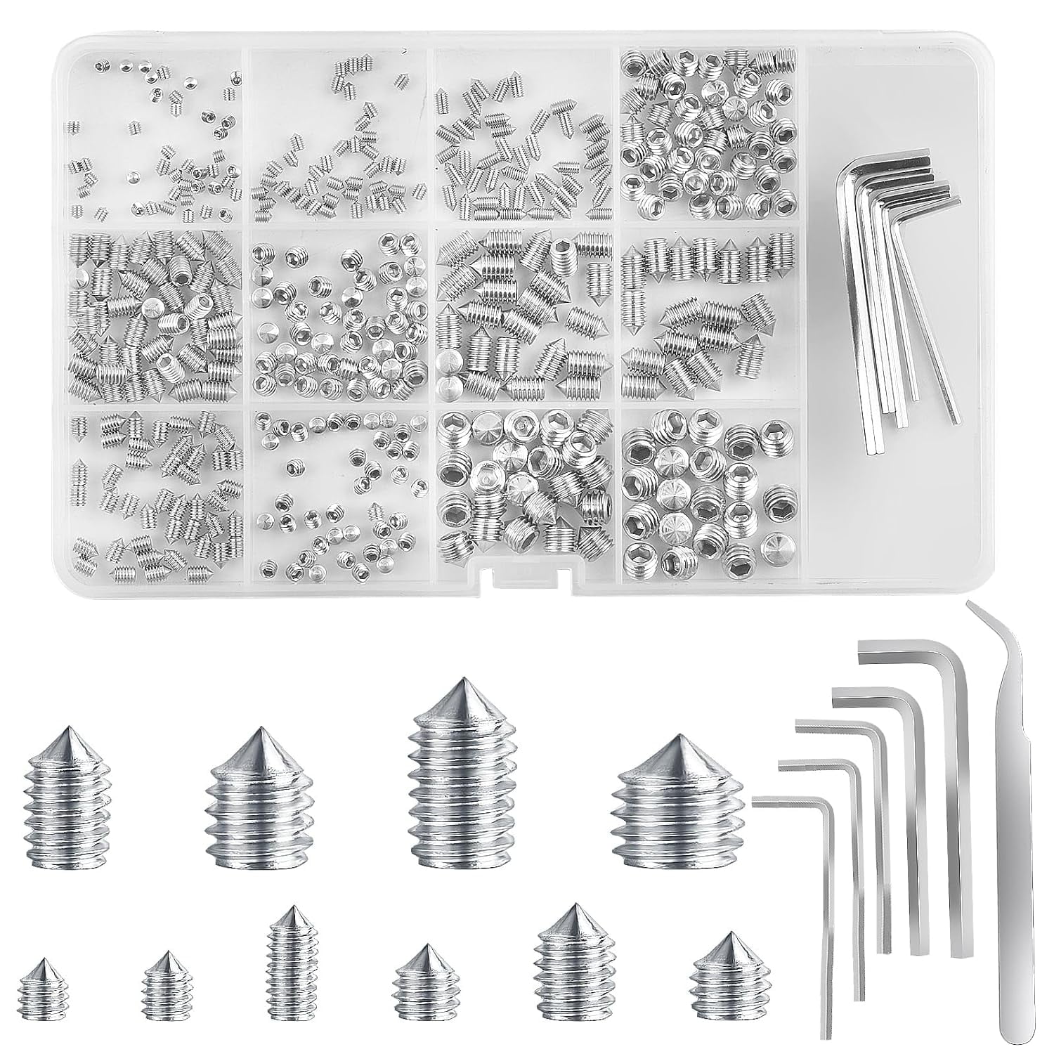 Allen Set Screw Set, 420 PCS Hex Drive Cup Tip Screw Combination Kit ...