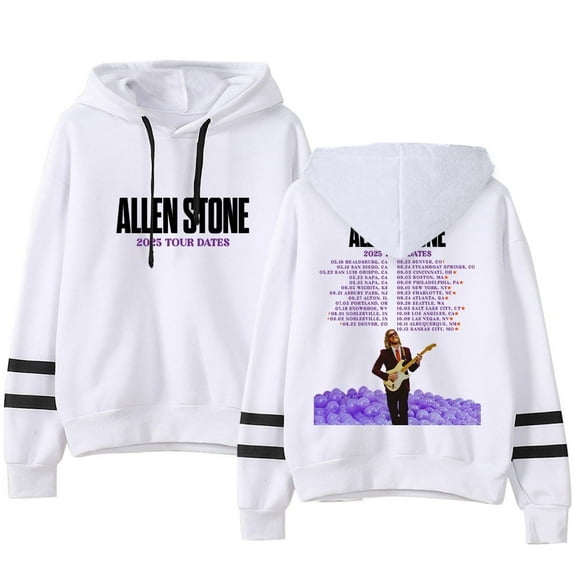 Allen Stone Merch 2025 Tour Hoodie Unisex Pocketless Double Bar Sleeve ...