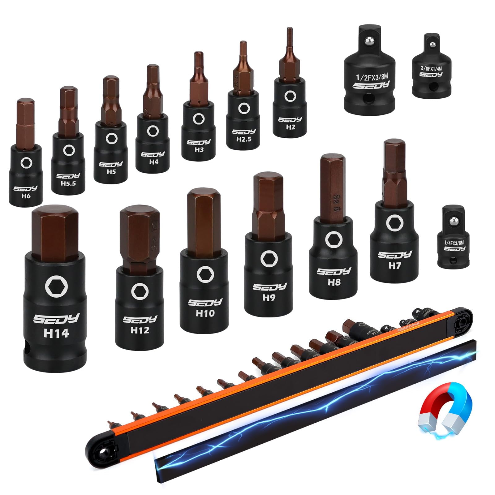 Allen-Wrench Hex Bit Socket Set: 16-Piece Hex Socket Set with Magnetic ...