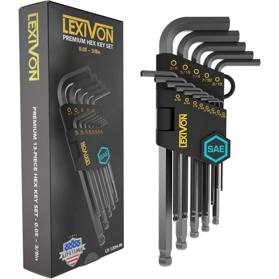 Allen Wrench Set, 13-Piece Premium Hex Keys with L-Shaped Long Arm Ball ...