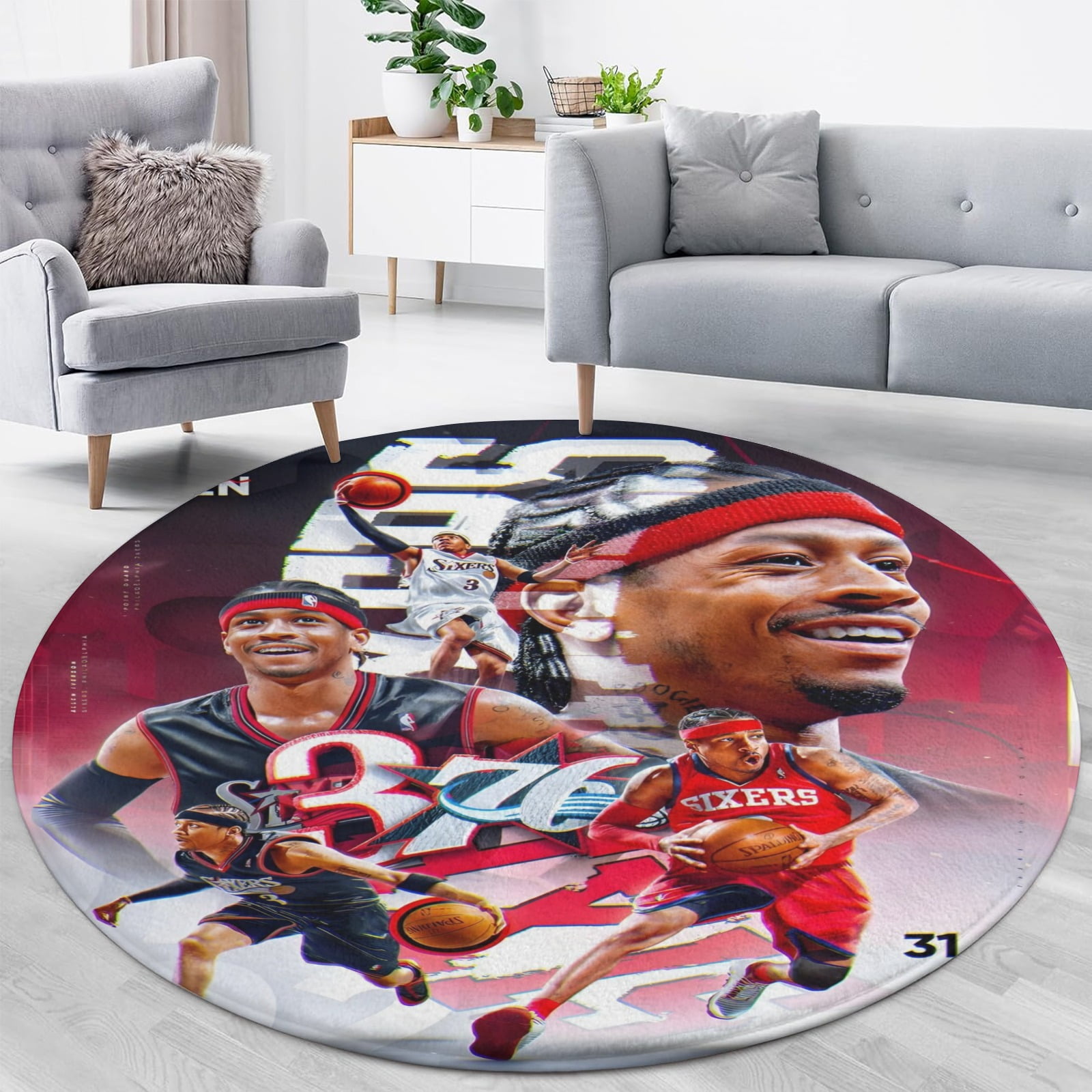 Allen and Iverson Round Floor Mat– Cozy, Durable, Decor-Ready.80x80cm ...