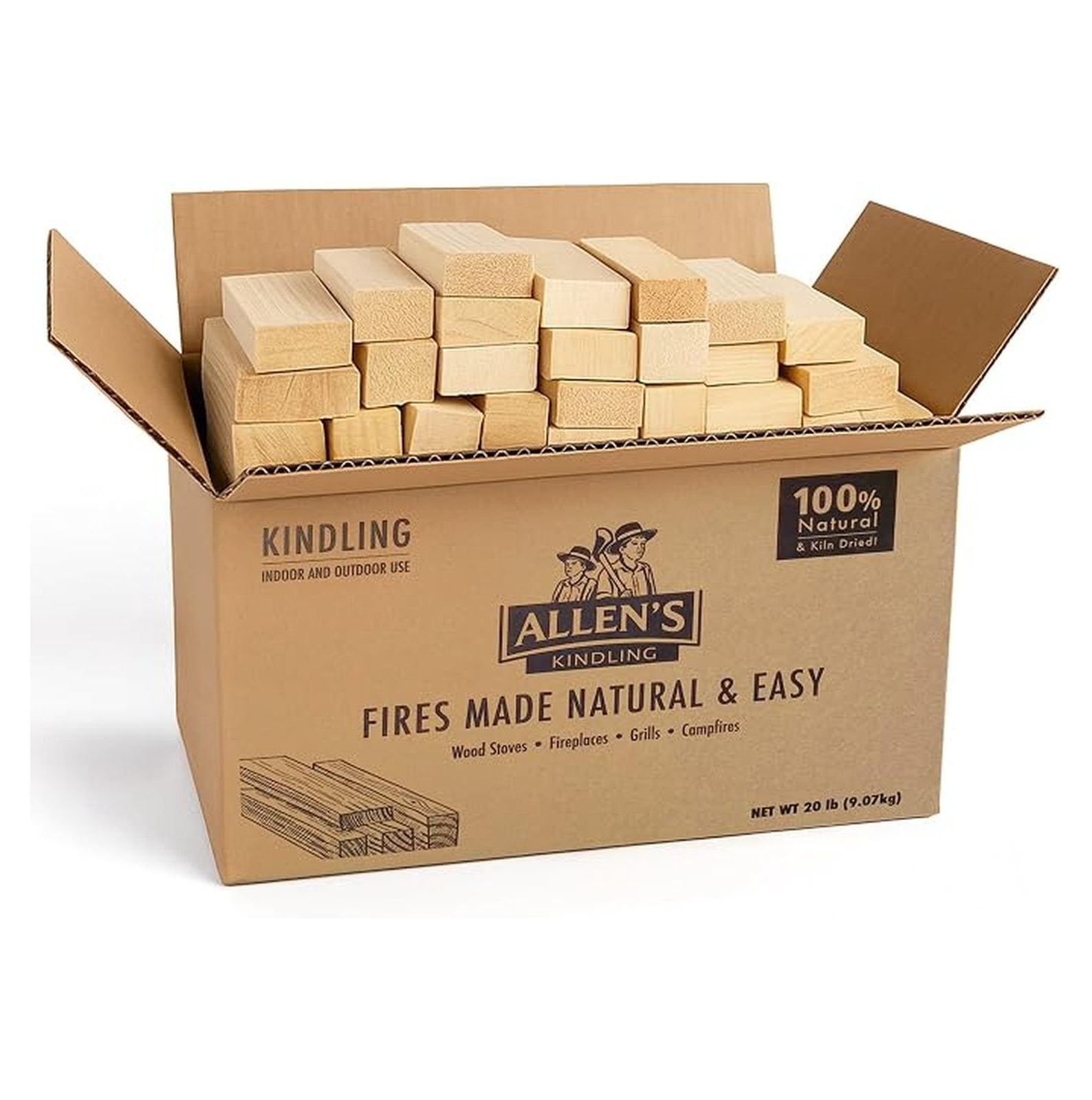 Allen's Natural Kindling Wood – 20 LB Box of Kiln-Dried Fire Starter ...